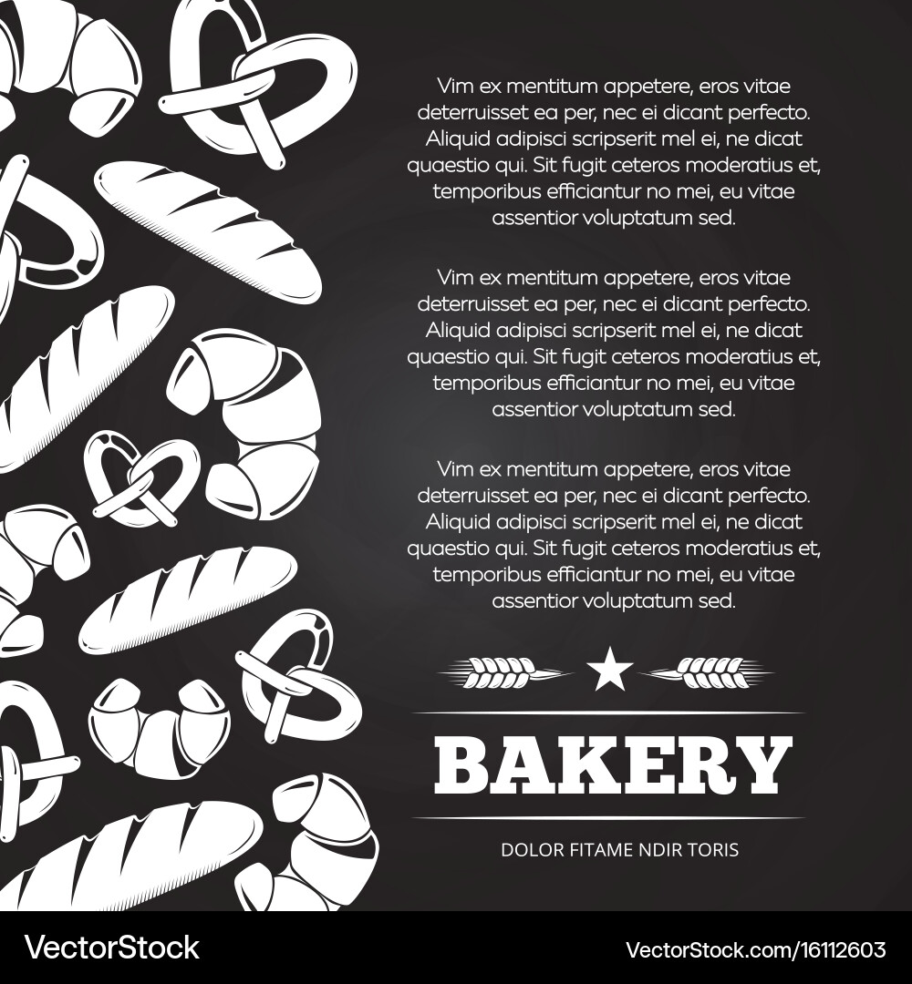 Blackboard poster with bread and croissant Vector Image