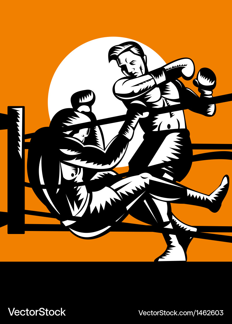 Boxer connecting knockout punch Royalty Free Vector Image