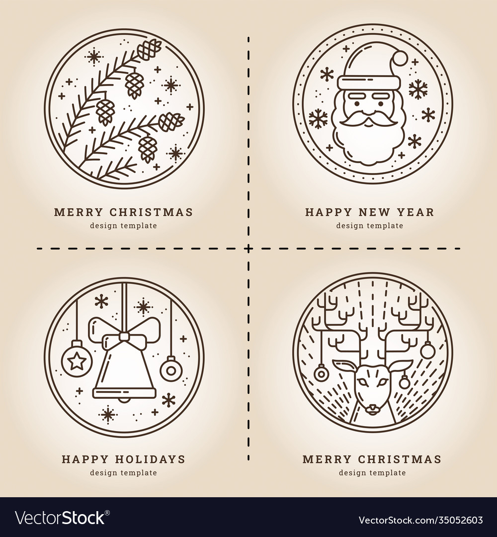 Christmas set in retro style Royalty Free Vector Image