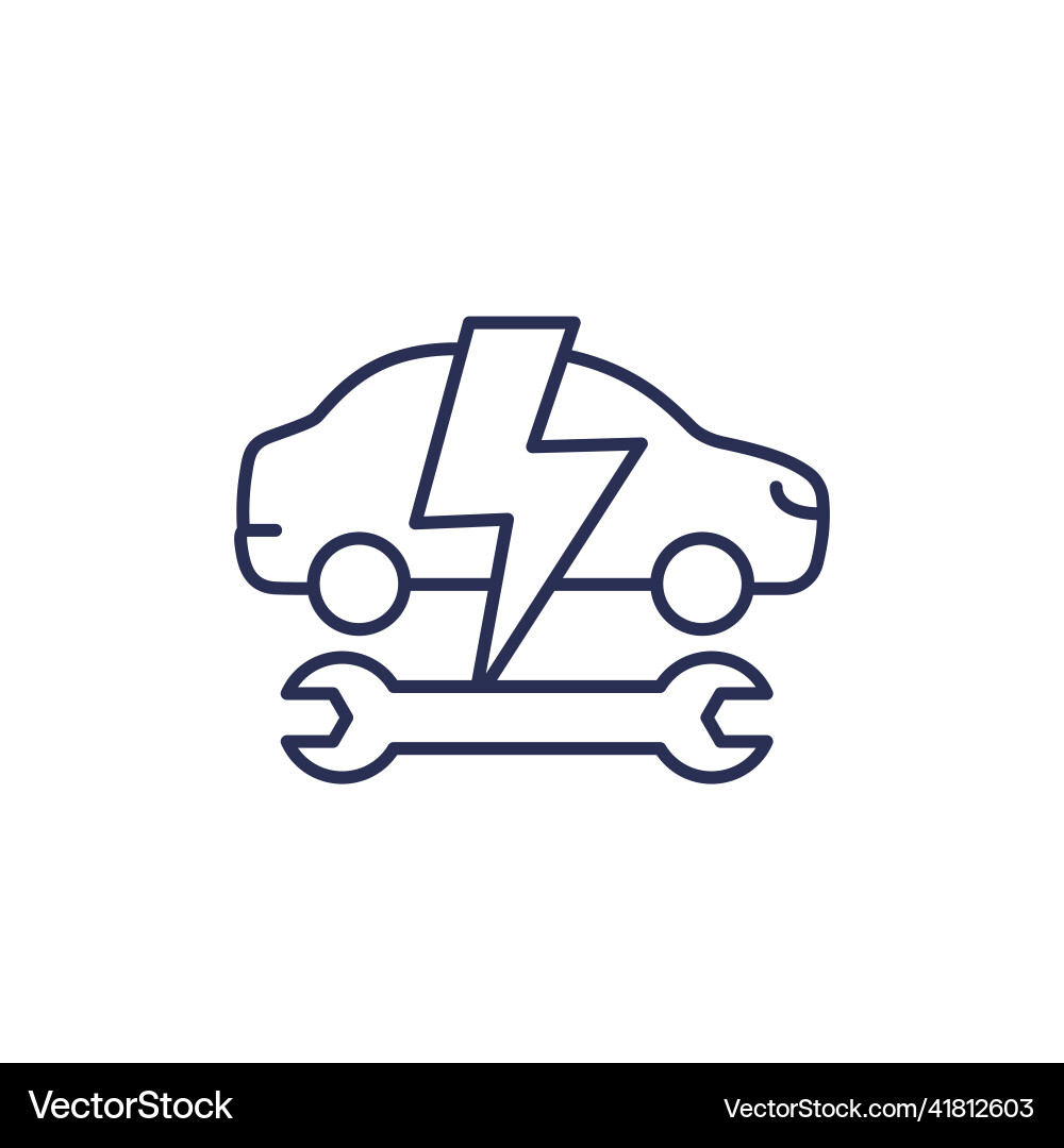 Electric car and ev service line icon Royalty Free Vector