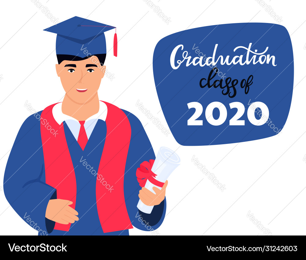 Graduation class 2020 invitation to the Royalty Free Vector