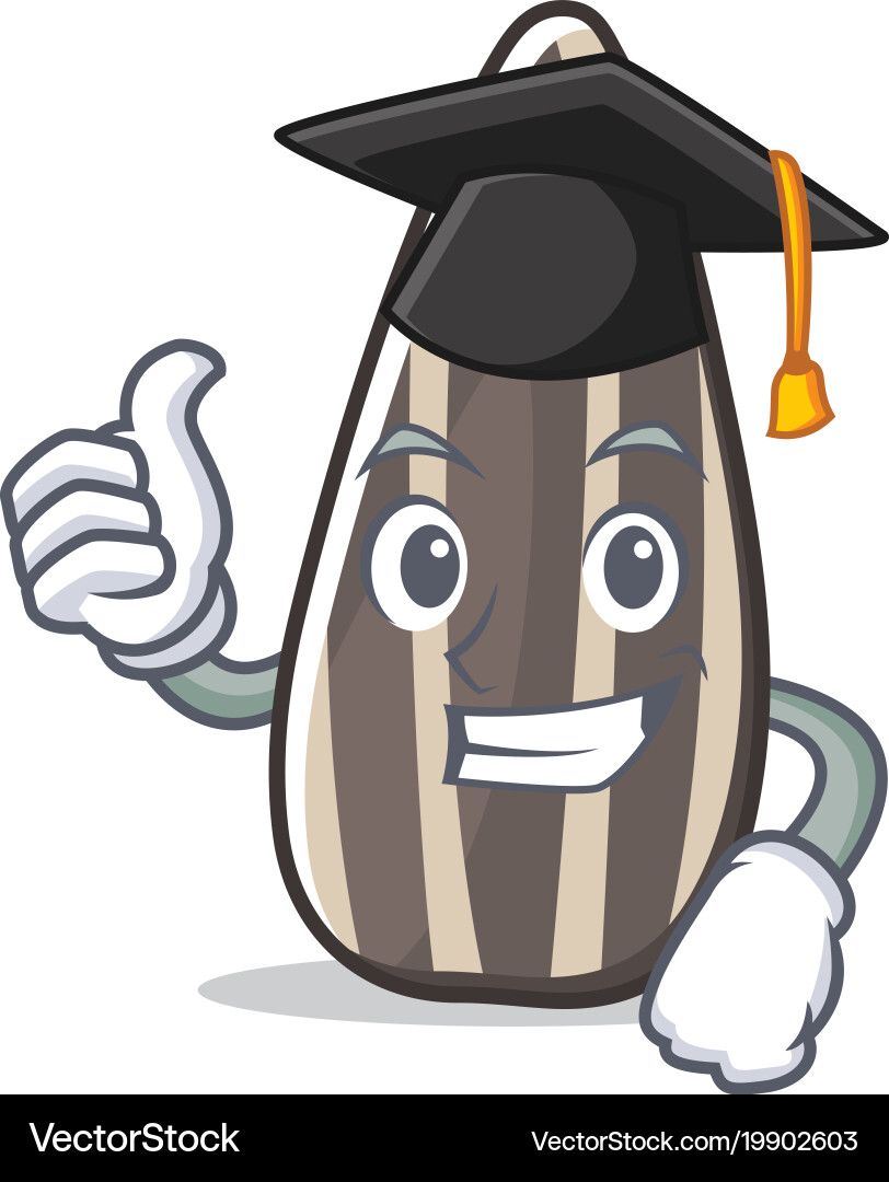 Graduation sunflower seed character cartoon Vector Image