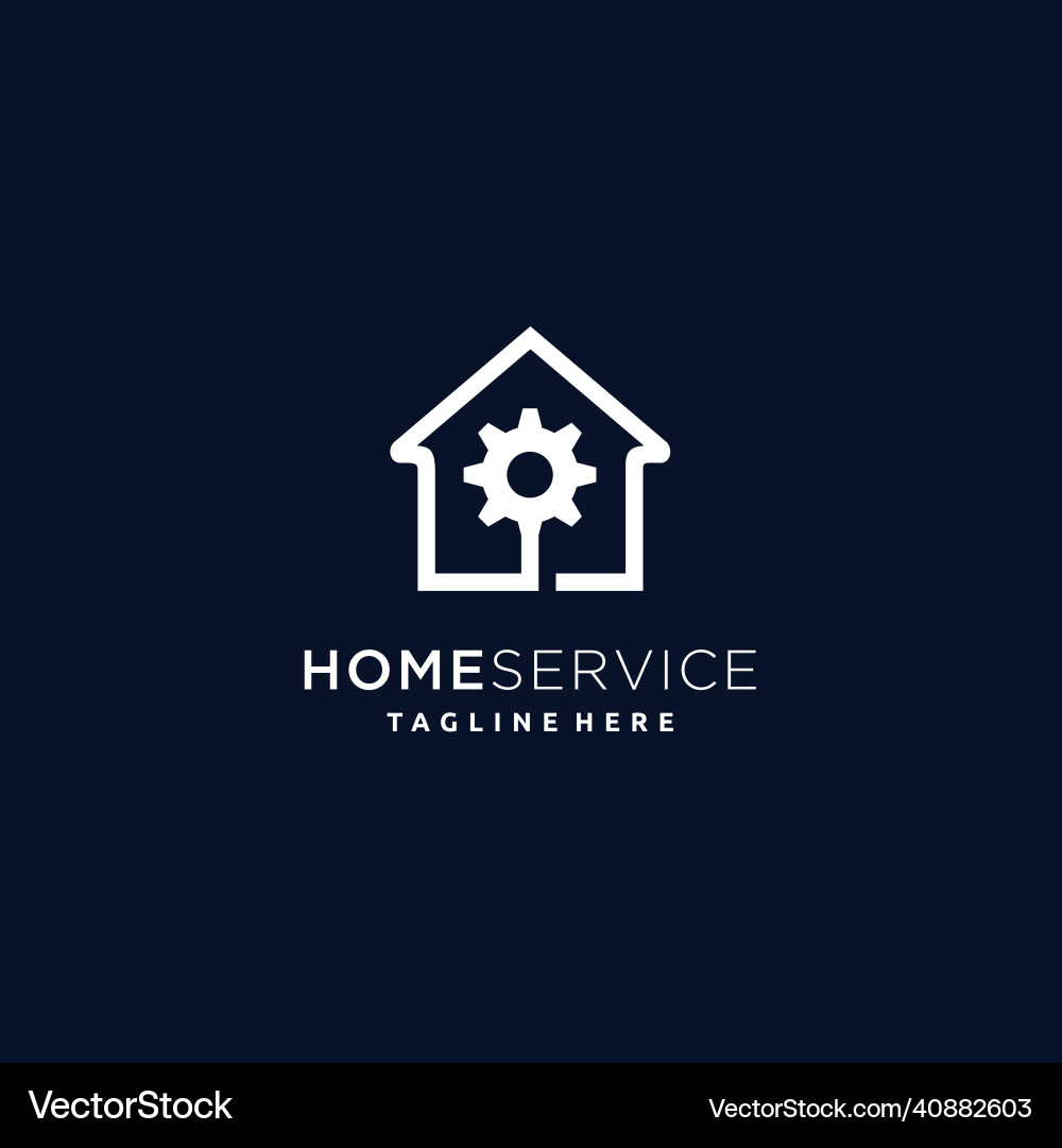 Home service logo design gear and house combinatio