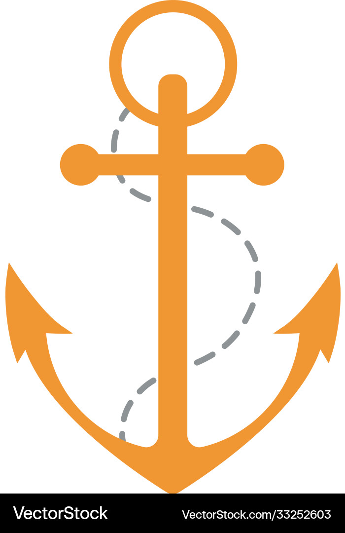 Marine anchor with rope flat style Royalty Free Vector Image