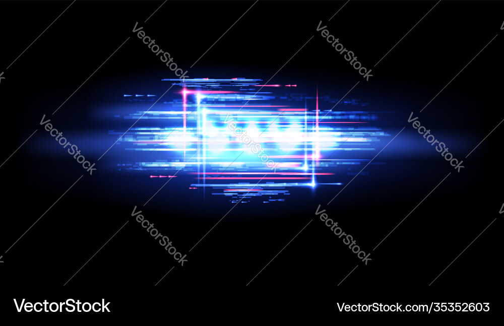 Neon glitch flare and digital noise background Vector Image