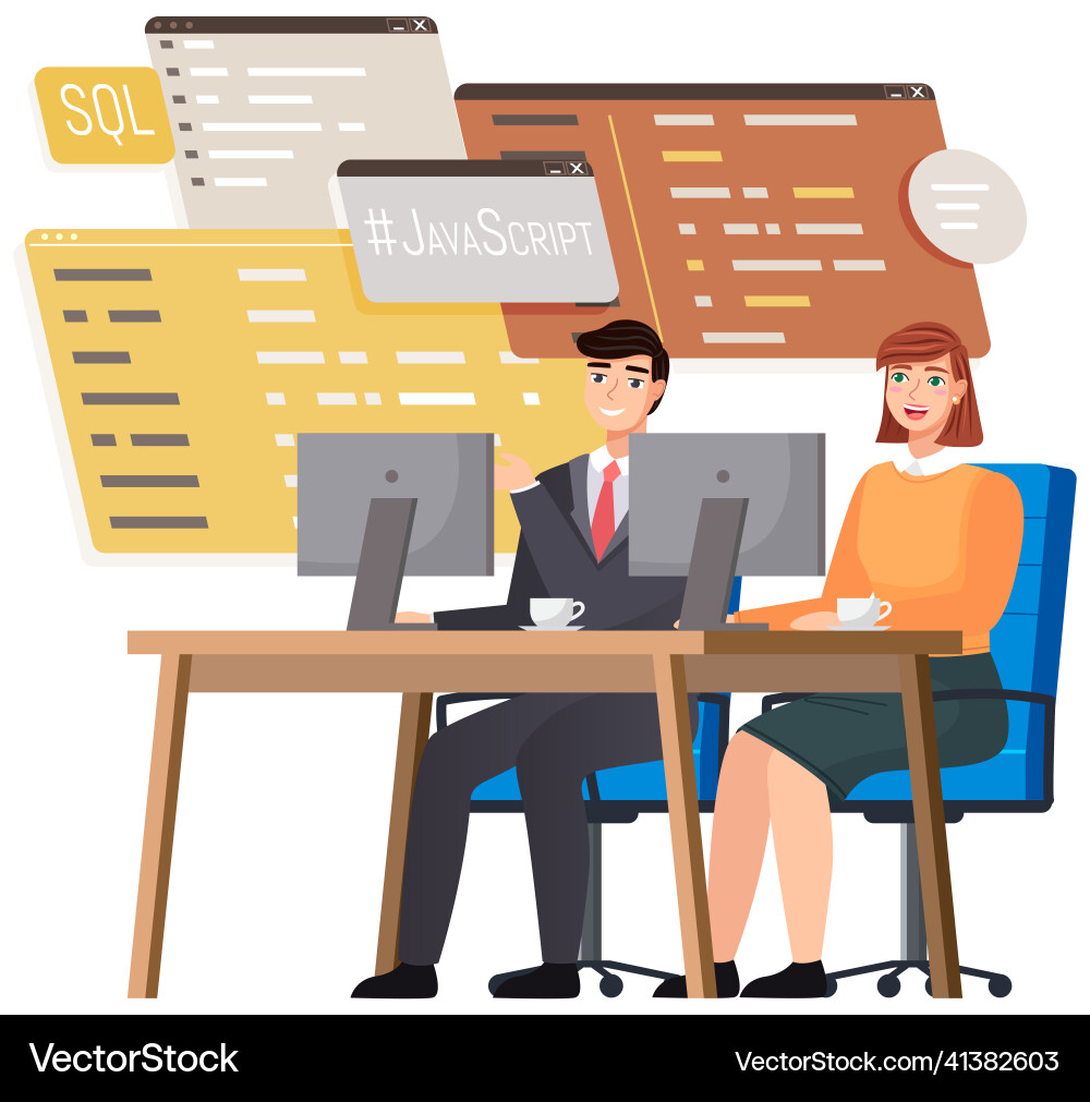 Programmer engineering and coding set Royalty Free Vector