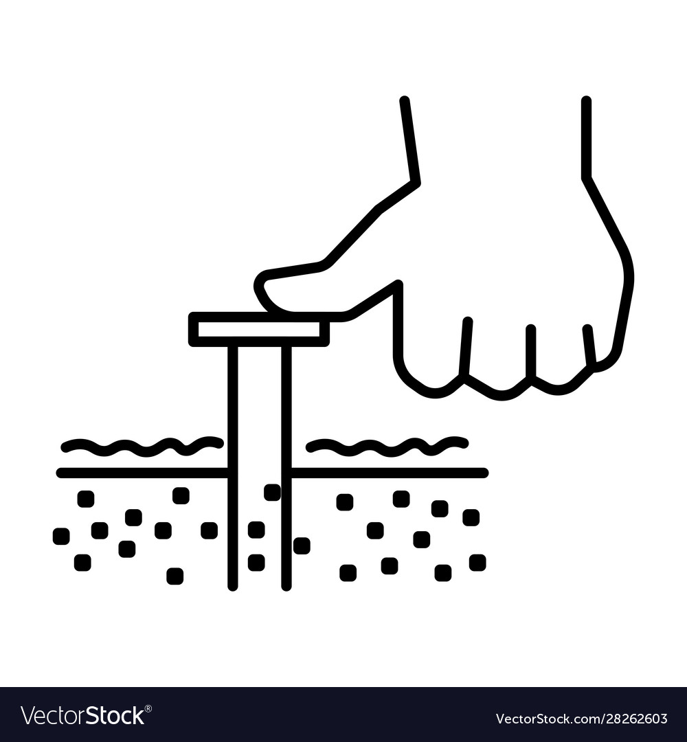 Soil sampler testing tool and hand linear icon Vector Image