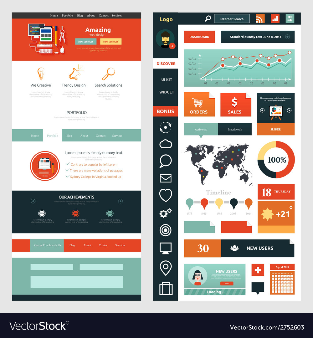 Website page template web design Royalty Free Vector Image