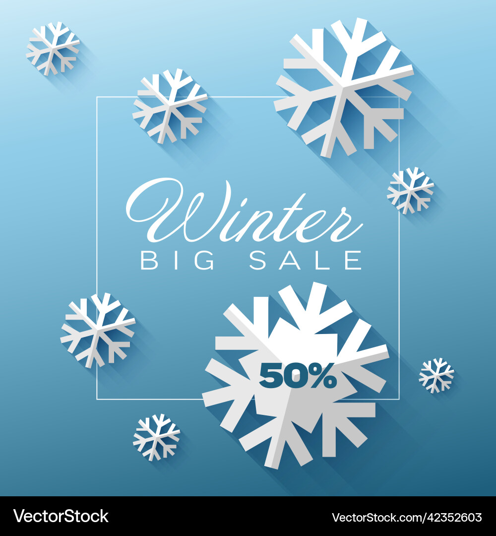 Winter cold minimalist sale label with cold white Vector Image