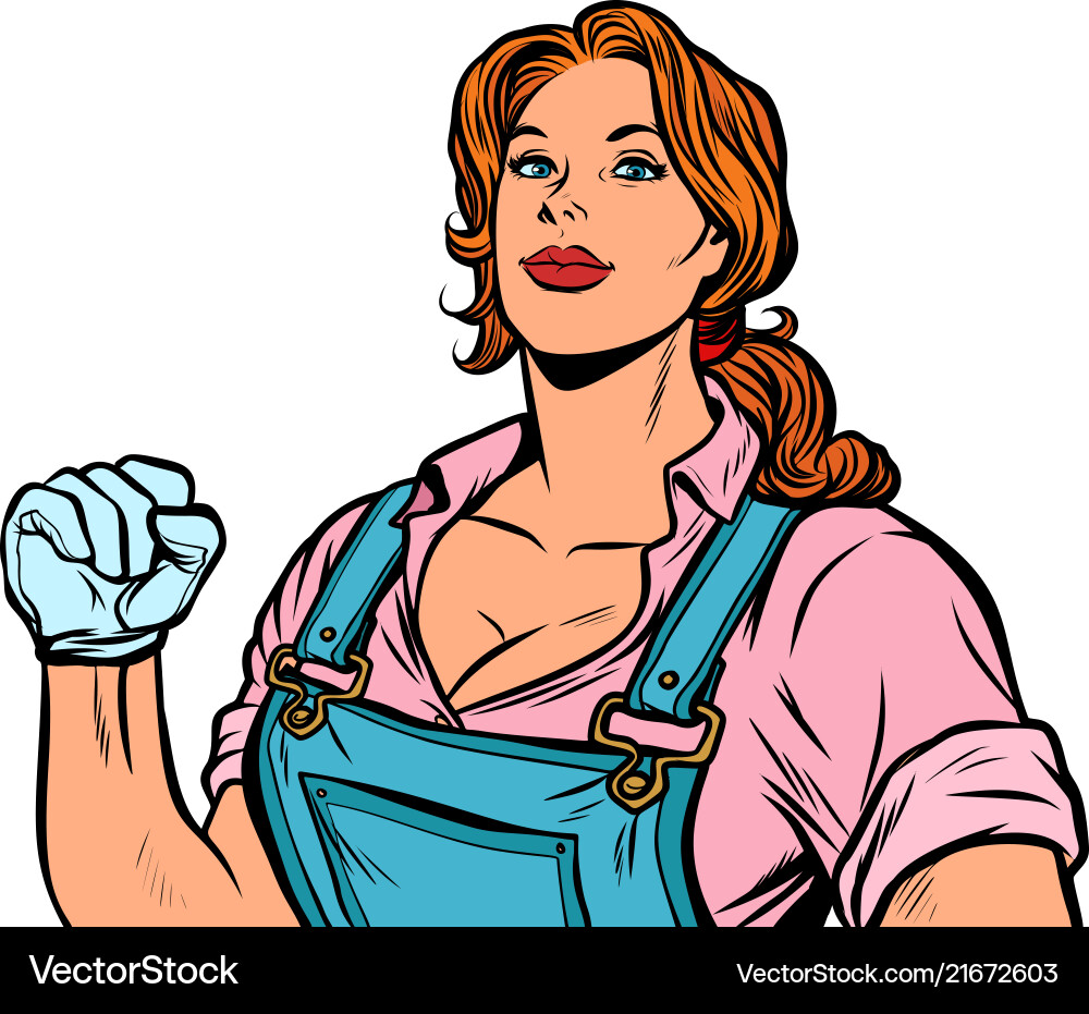 Woman muscular strong worker Royalty Free Vector Image