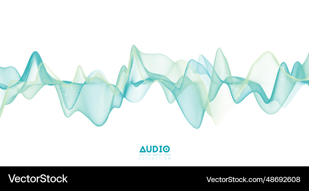 3d audio soundwave light green music pulse Vector Image