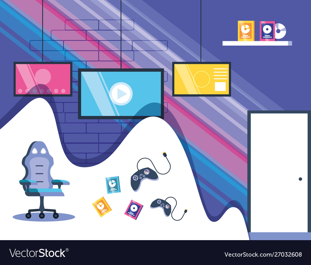 Console and display games entertainment Royalty Free Vector