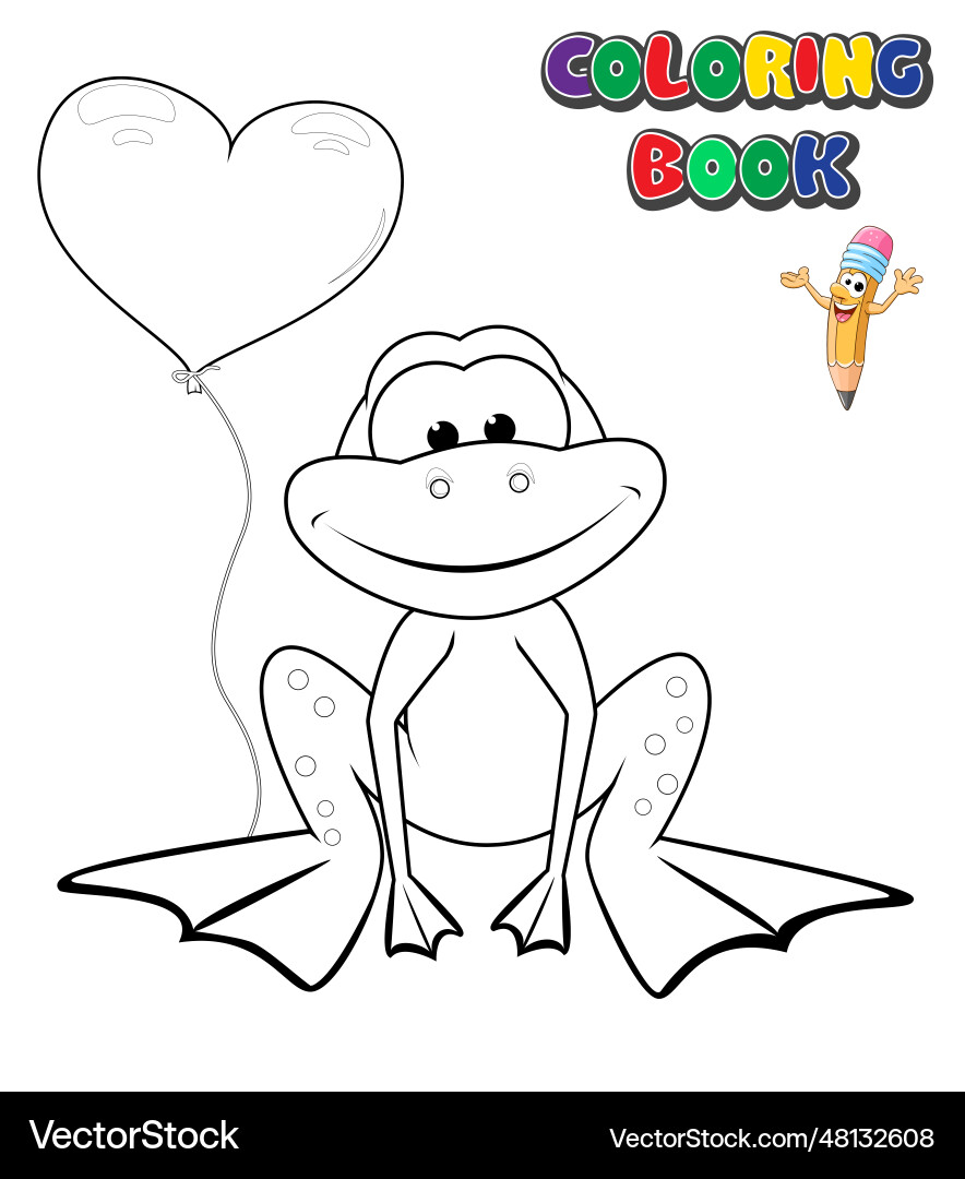 Cute cartoon frog coloring book Royalty Free Vector Image