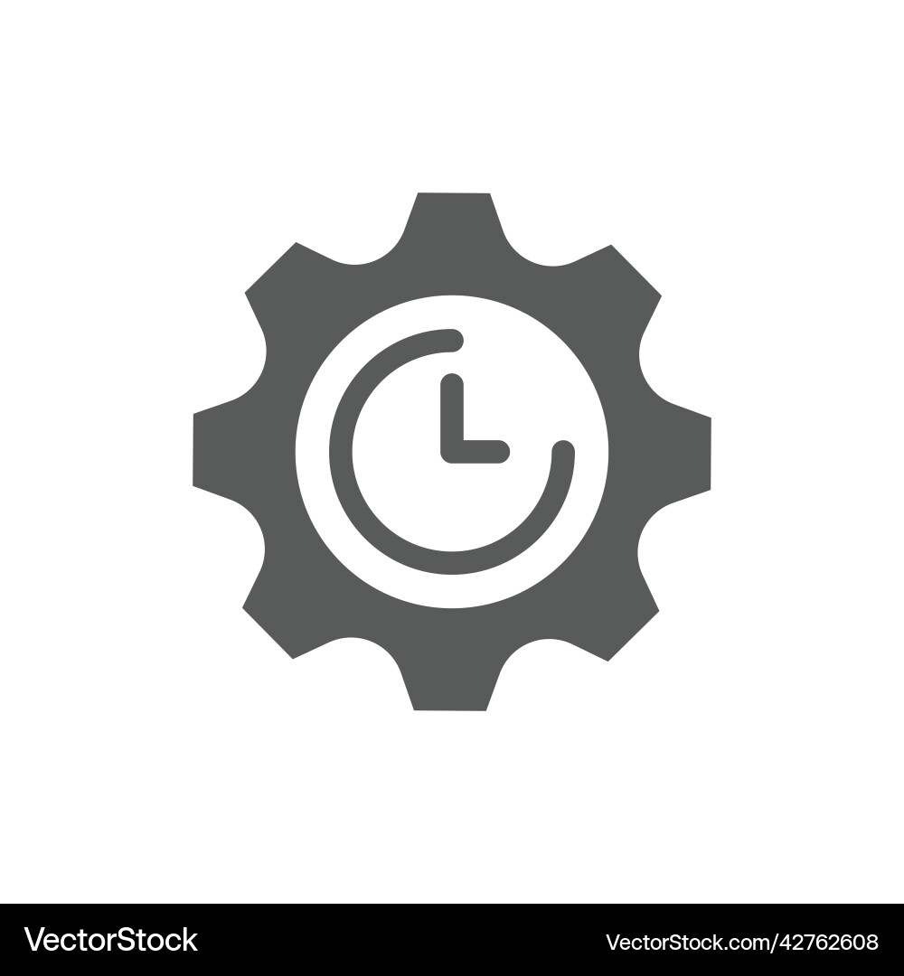 Gear or cogwheel and clock line icon Royalty Free Vector