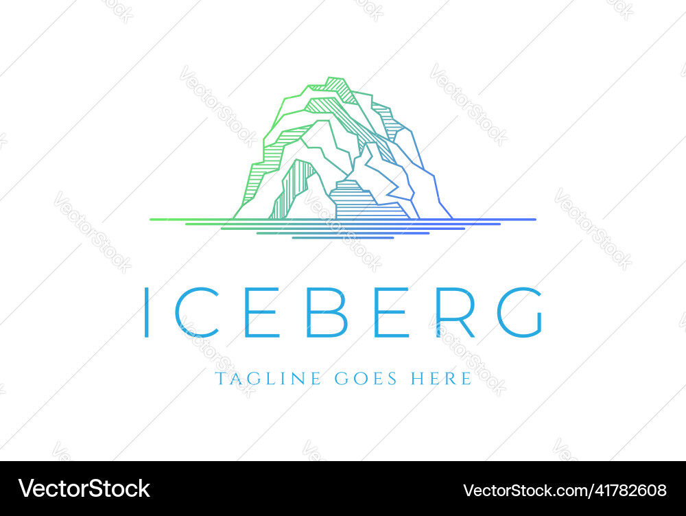 Geometric ice rock mountain or iceberg line Vector Image