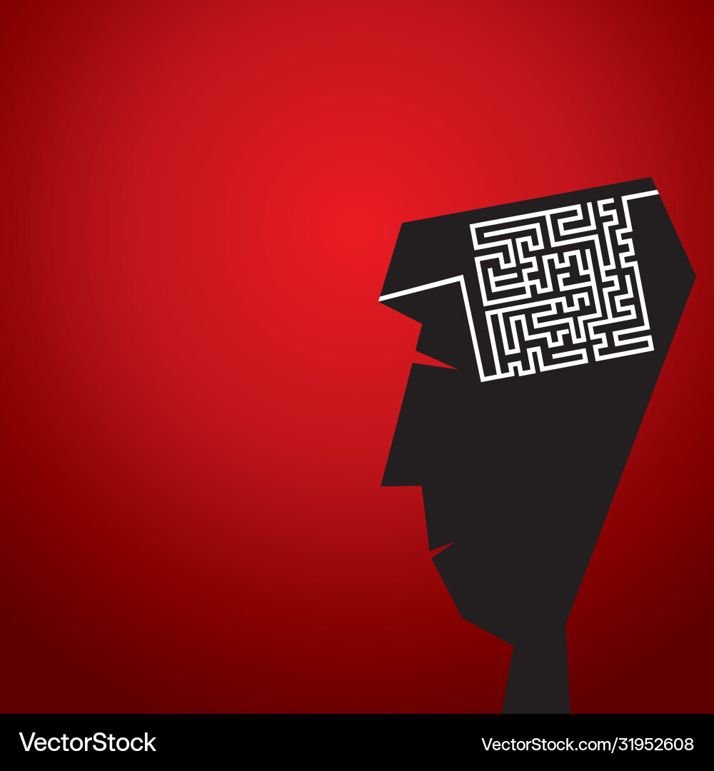 Maze in head concept stock Royalty Free Vector Image