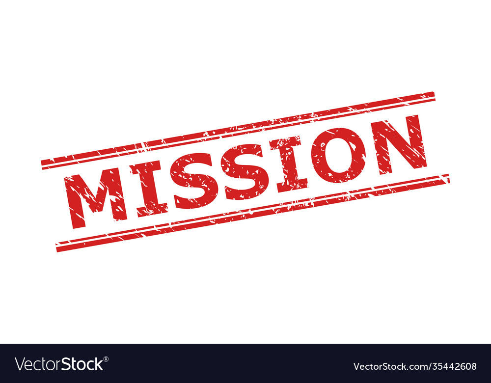 Mission stamp with corroded style and double Vector Image