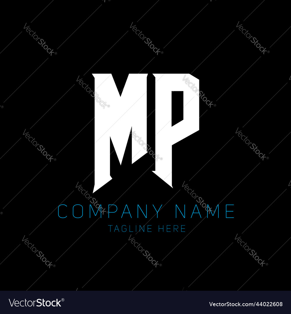 Mp letter logo design initial letters gamings Vector Image