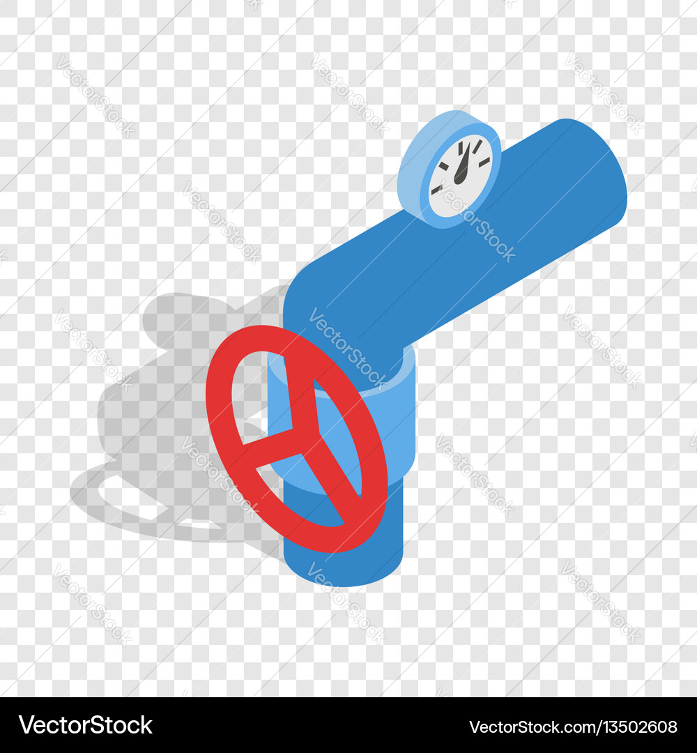 Pipe with a red valve and meter isometric icon Vector Image