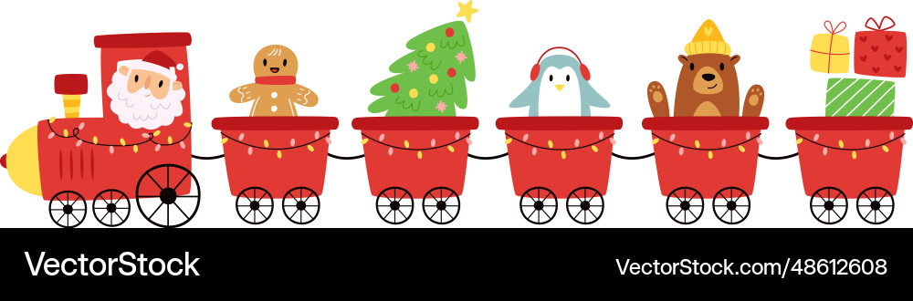 Railroad train with christmas stuff Royalty Free Vector
