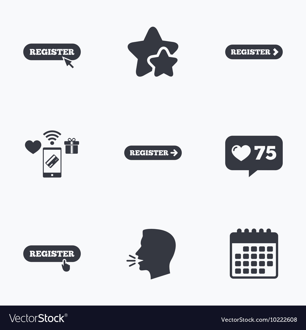 Register with hand pointer icon mouse cursor Vector Image