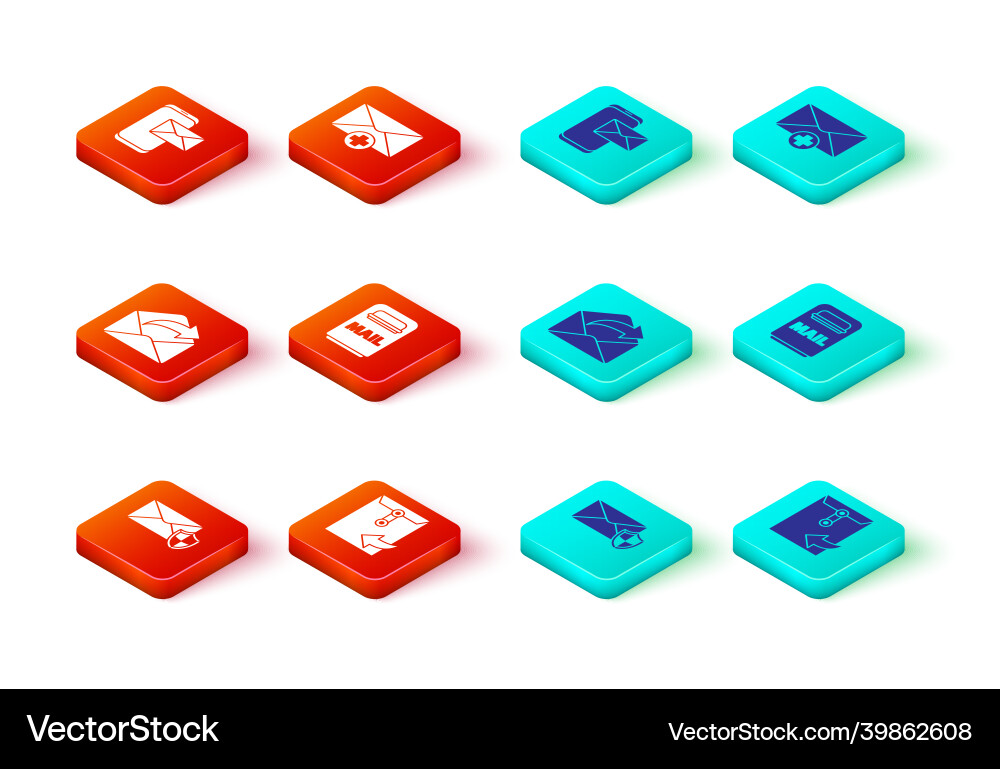 Set envelope with shield outgoing mail mail box Vector Image