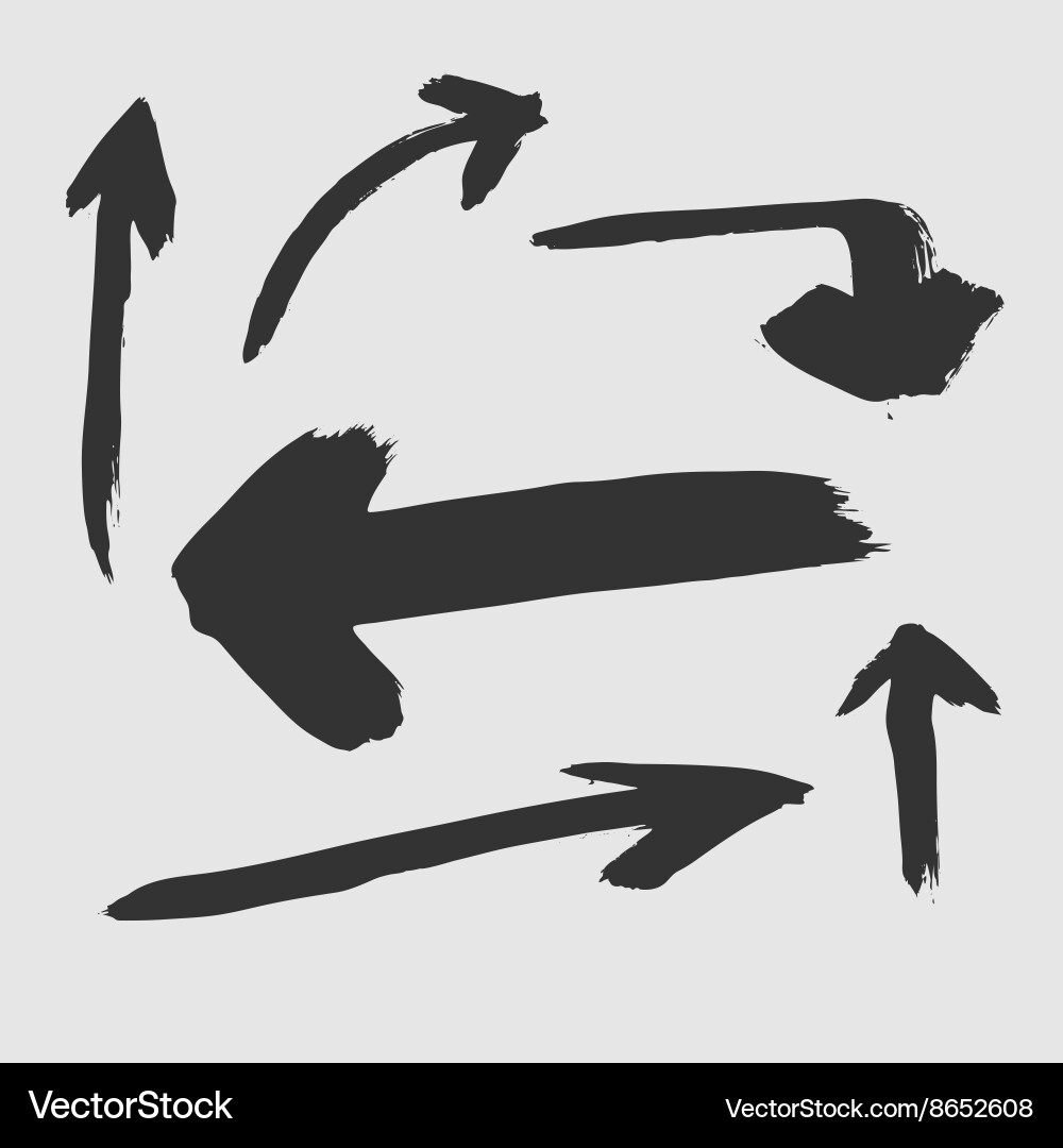 Set of many different arrows on a white background