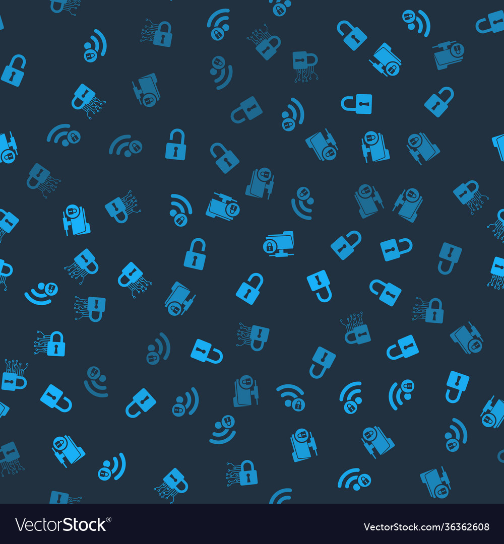 Set Wifi Locked Open Padlock Ftp Folder Royalty Free Vector