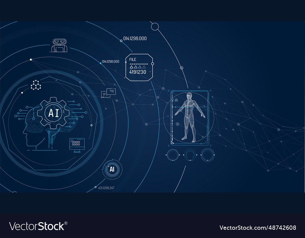 Virtual infographics with artificial intelligence Vector Image