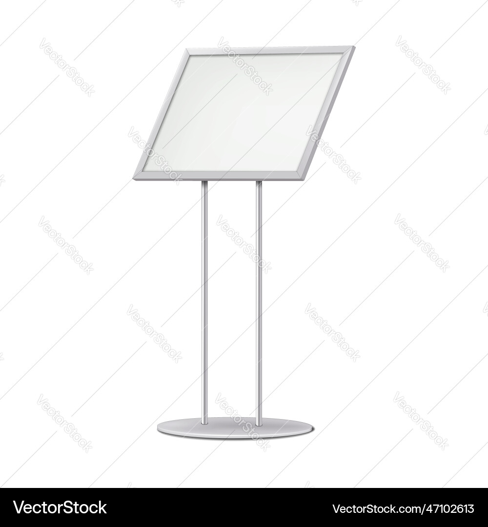 Blank white sign holder stand with two-legged Vector Image