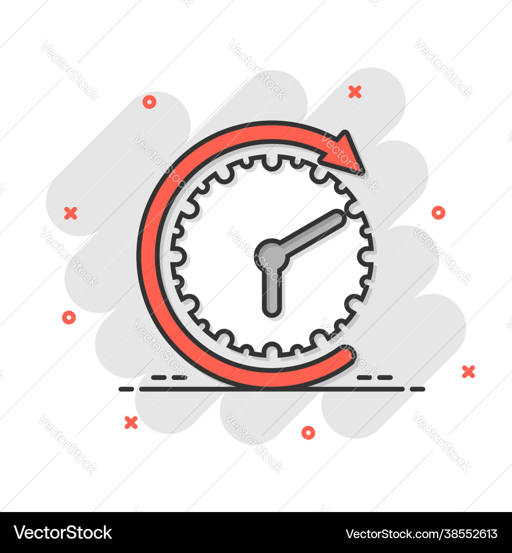Clock icon in comic style watch cartoon on white Vector Image