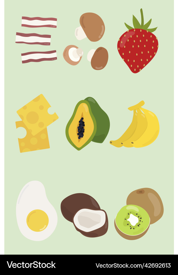 Colorful food sticker set Royalty Free Vector Image