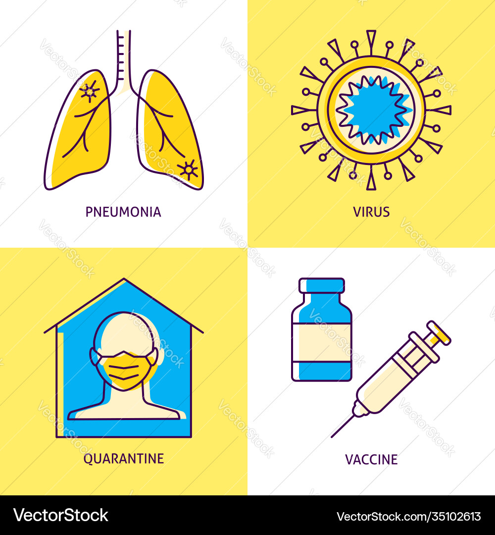 Coronavirus infection icon set in line style Vector Image