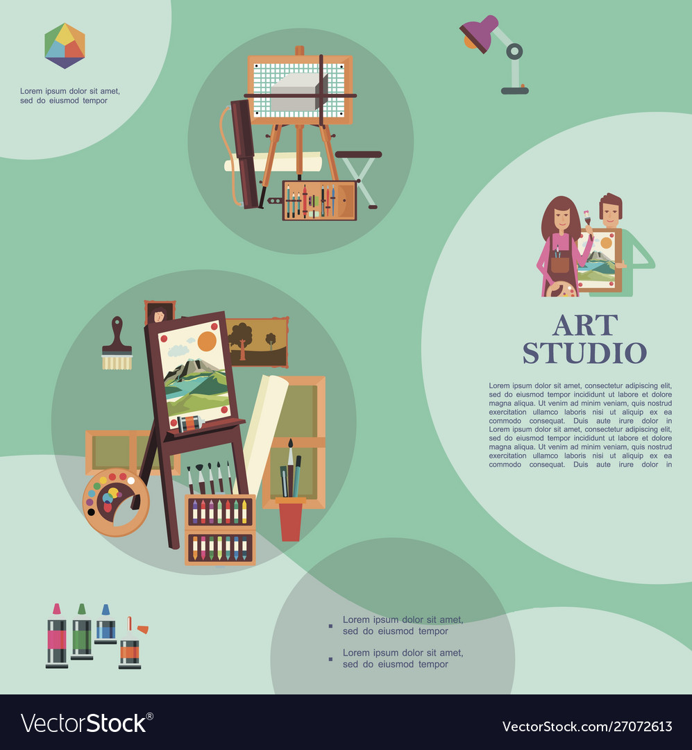 Flat art studio light template Royalty Free Vector Image