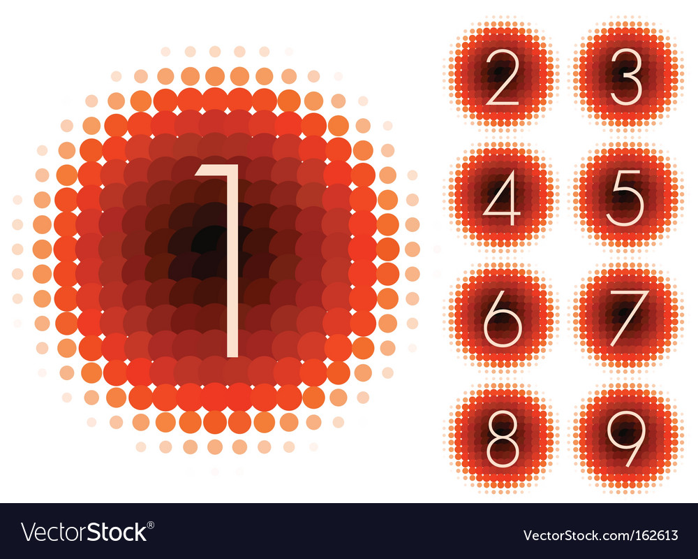 Halftone numbers Royalty Free Vector Image - VectorStock