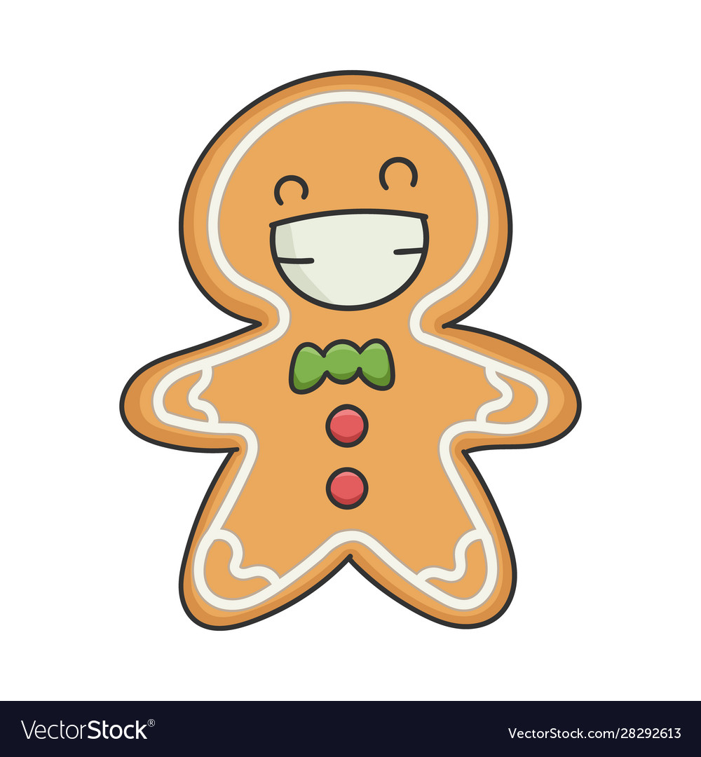 Happy smiling christmas ginger bread cookie Vector Image