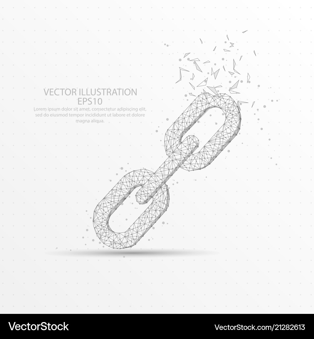 Iron chain link low poly wire frame on white Vector Image