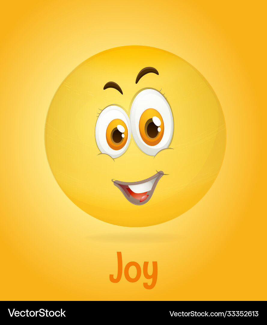 Joy emotional yellow face with tired text Vector Image