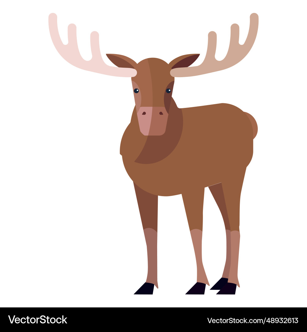 Moose elk antler hoof flat Royalty Free Vector Image