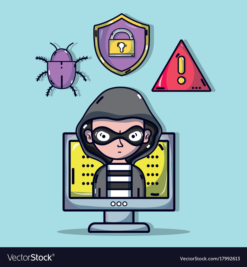 Person hacker to programmer virus in the system Vector Image