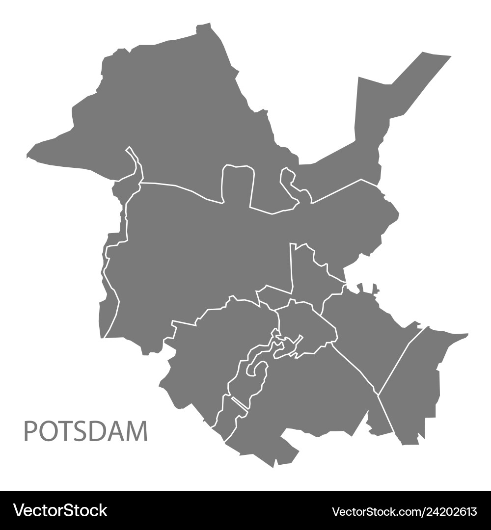 Potsdam city map with boroughs grey silhouette Vector Image