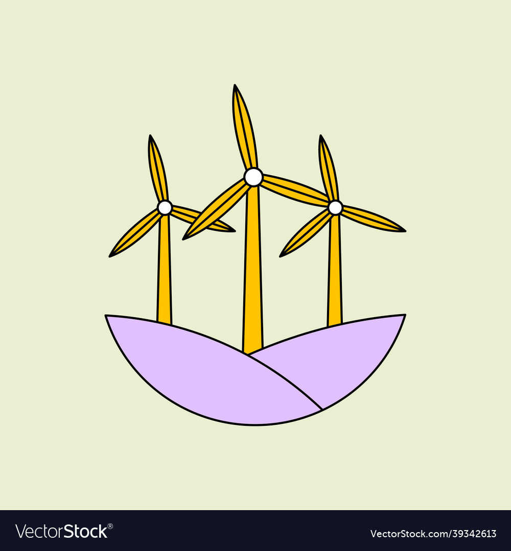 Renewable energy sticker with wind turbine Vector Image