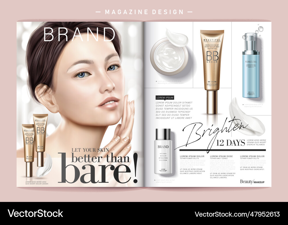 Skin care magazine template Royalty Free Vector Image
