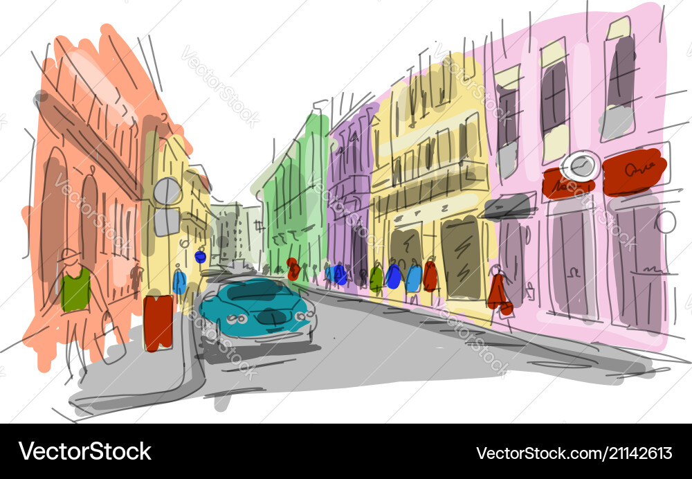 Street sketch for your design Royalty Free Vector Image
