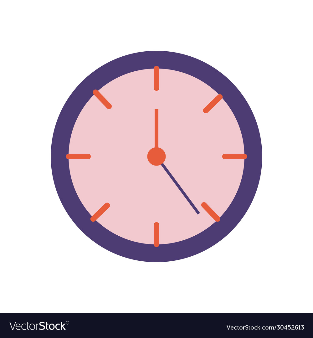 Time clock flat style Royalty Free Vector Image