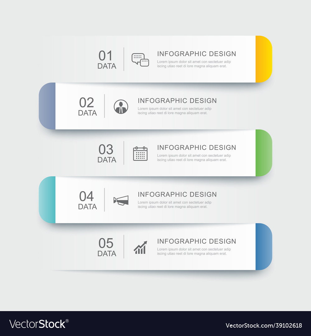 5 data infographics tab paper index template Vector Image