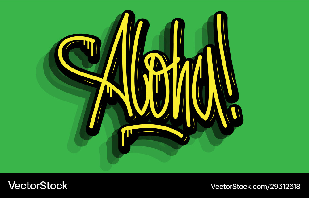 Aloha hand lettering calligraphic sticker Vector Image