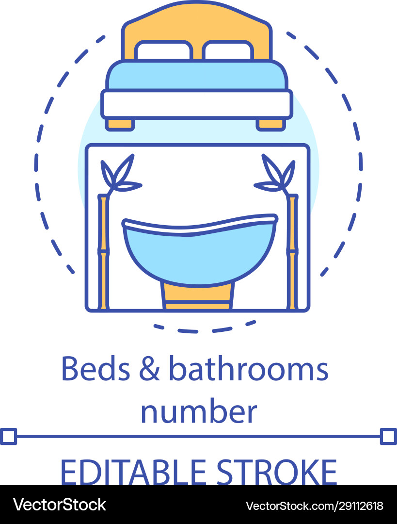 Beds and bathrooms number concept icon Royalty Free Vector