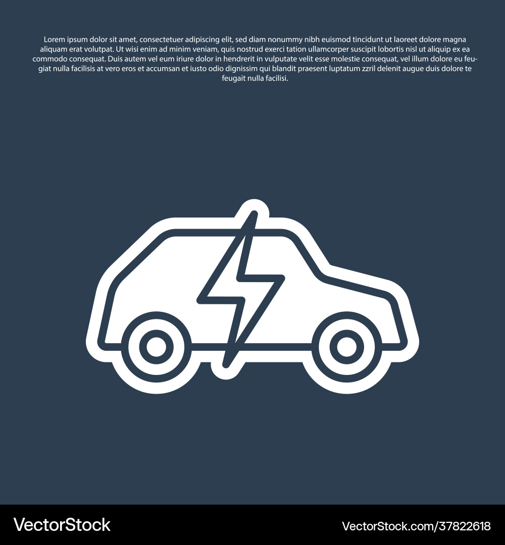 Blue line electric car and electrical cable plug Vector Image