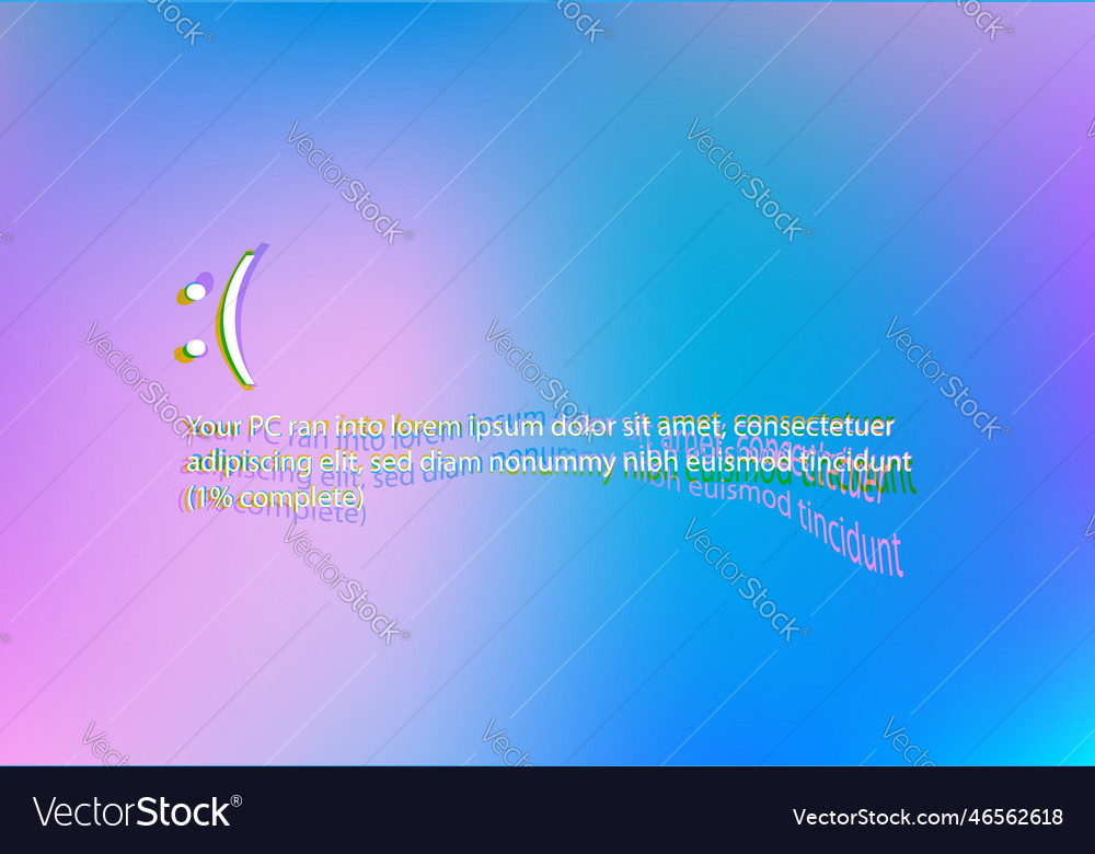 Blue screen with operating system error message Vector Image